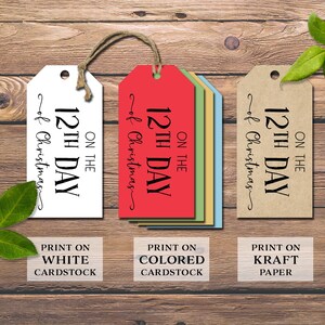 12 Days of Christmas Gift Tags & Card. Instant Download Printable ...