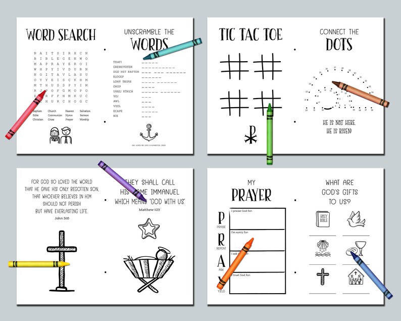 Christian Kid's Activity Book. Instant Download Printable. Bible Verse ...