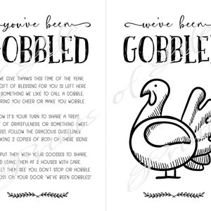 You've Been Gobbled. Instant Download Printable. Thanksgiving Game. We ...