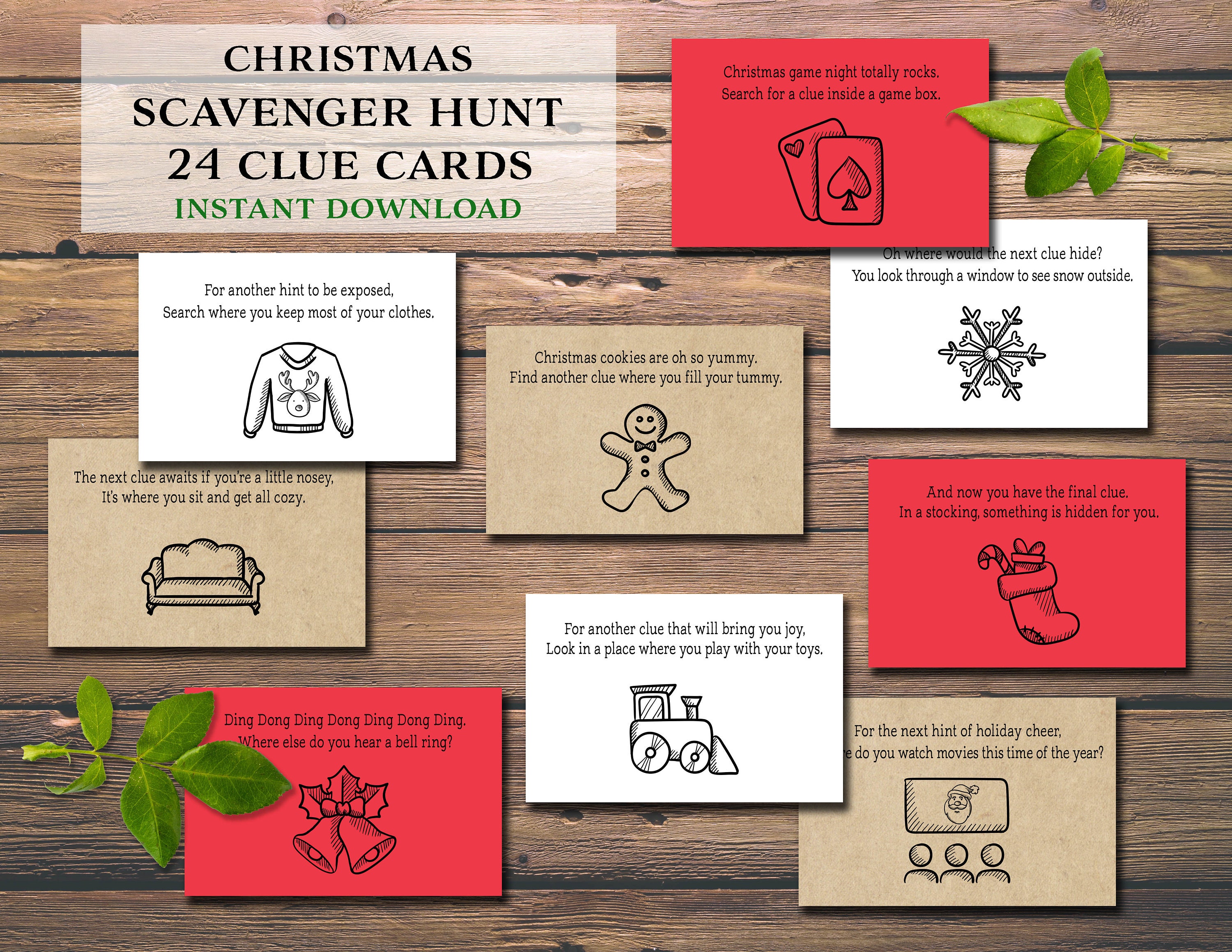 Christmas Scavenger Hunt. Instant download printable. Kids | Etsy