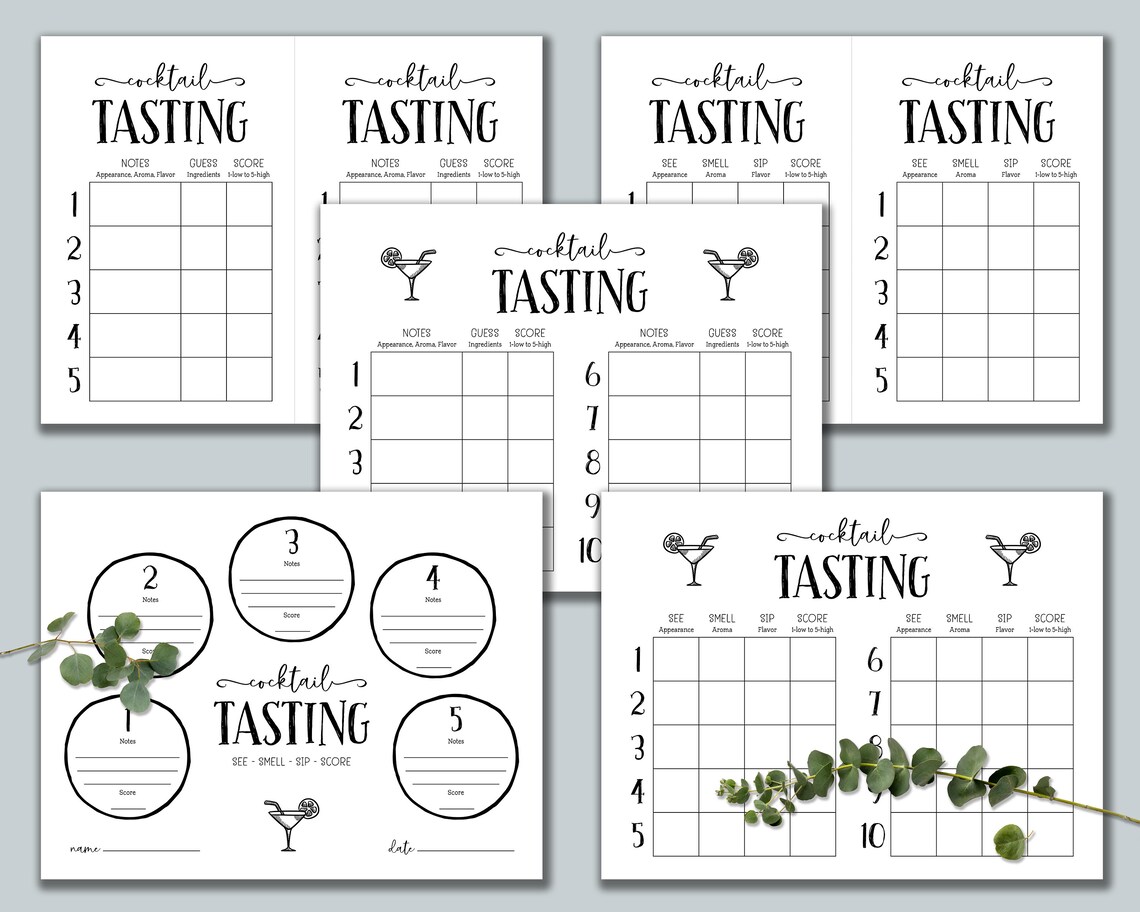 Cocktail Tasting Party Kit. Instant Download Printable. Score - Etsy UK
