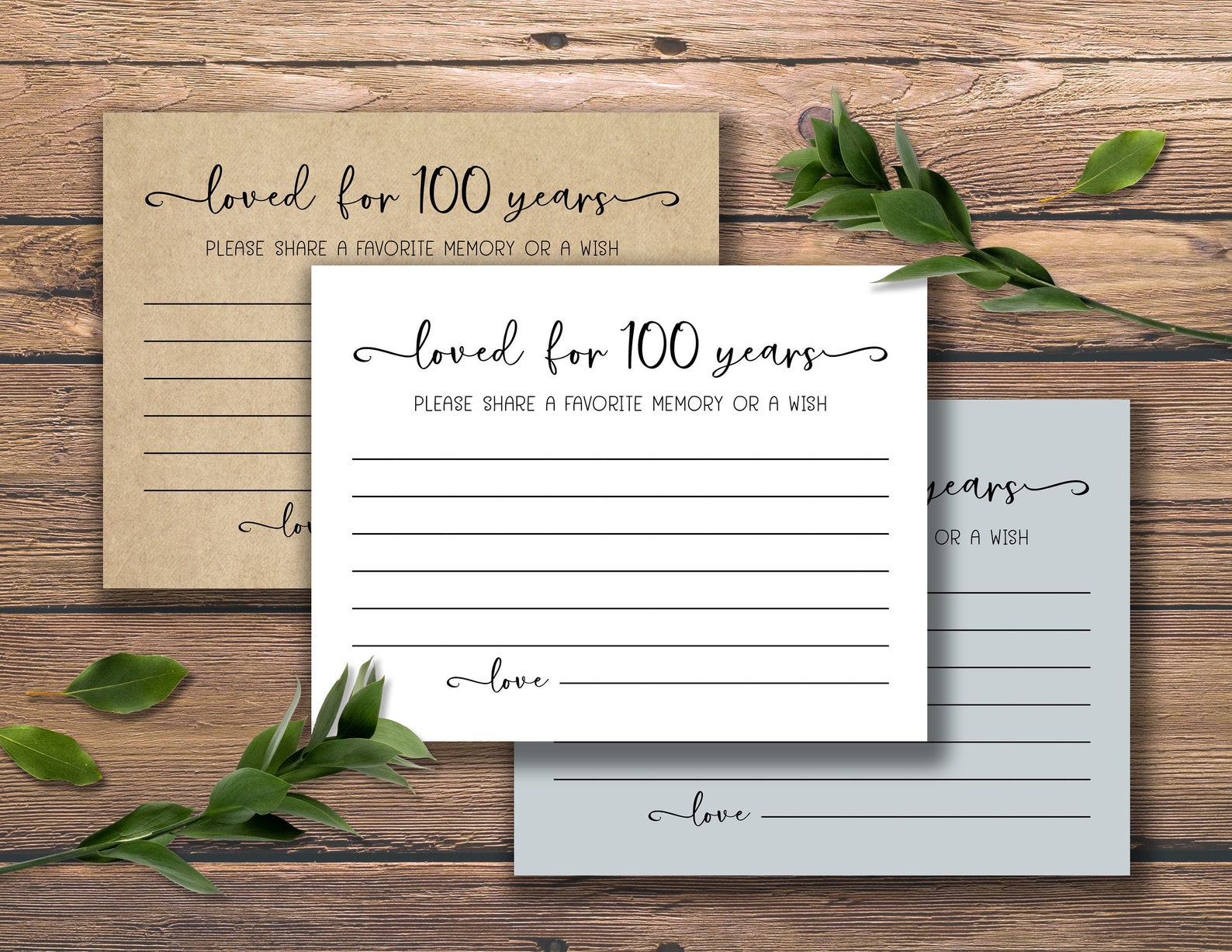 Loved for 100 Years. Birthday Party Cards. Instant Download | Etsy