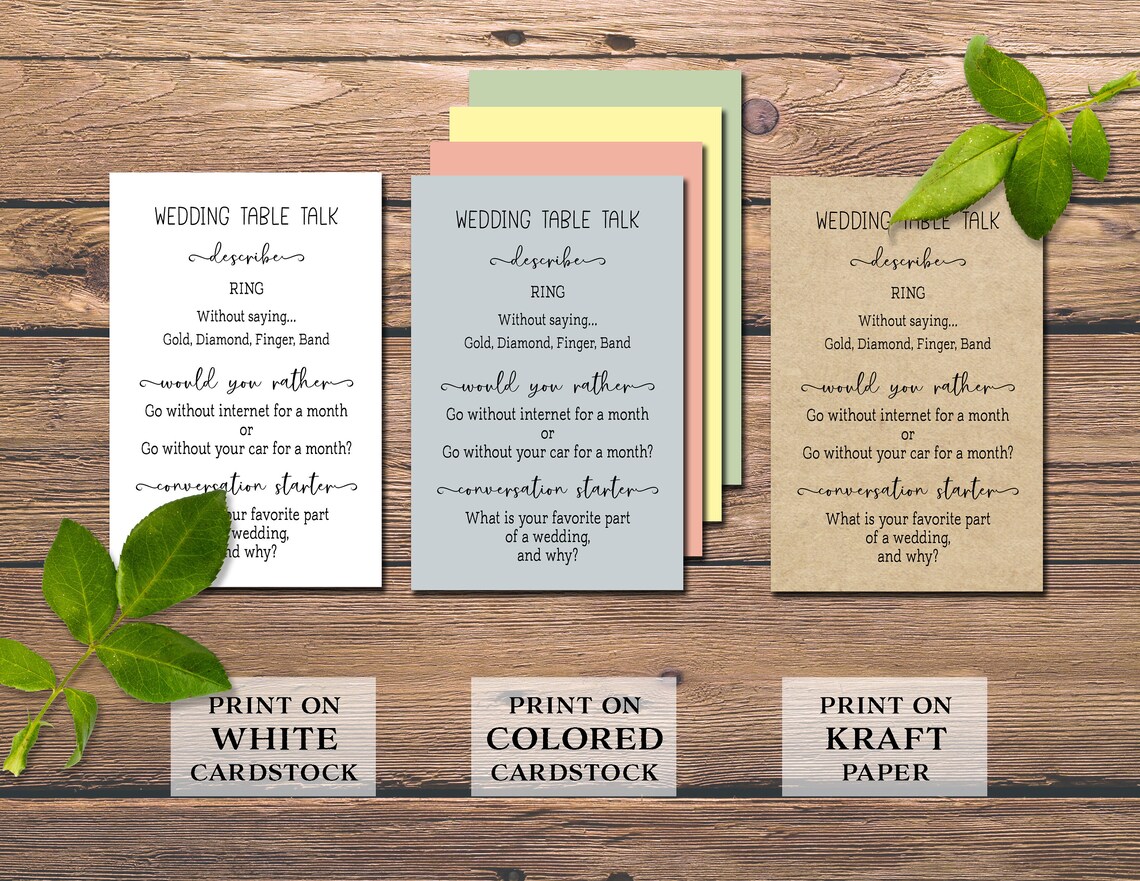 Wedding Table Talk Cards. Reception Dinner Conversation - Etsy UK