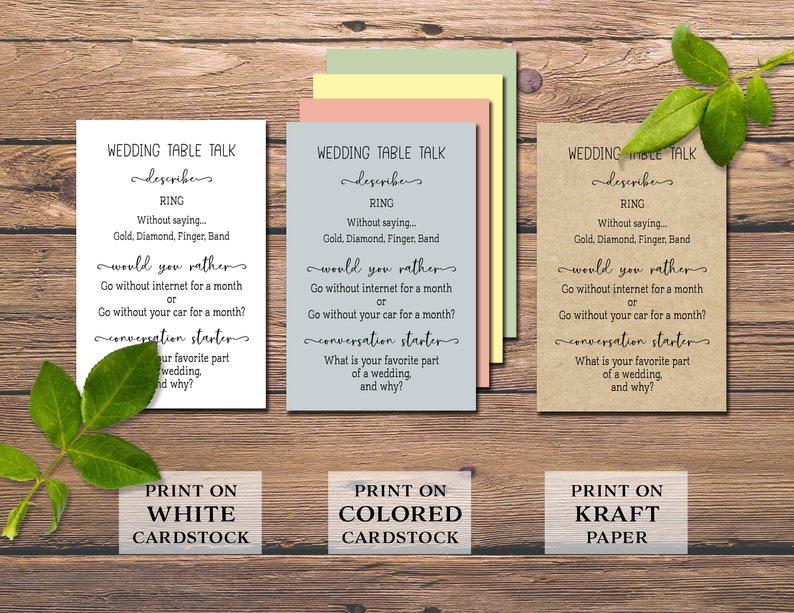 Wedding Table Talk Cards. Reception Dinner Conversation Starters ...