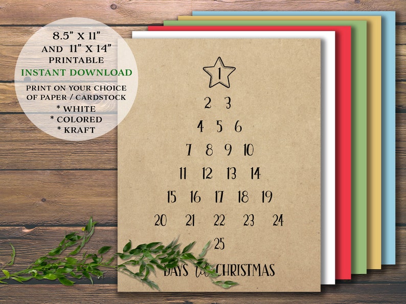 Christmas Tree Countdown. Instant Download Printable. Christmas Game ...