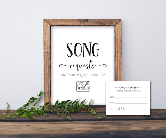 Song Request Cards. Wedding Reception Sign. Instant Download - Etsy