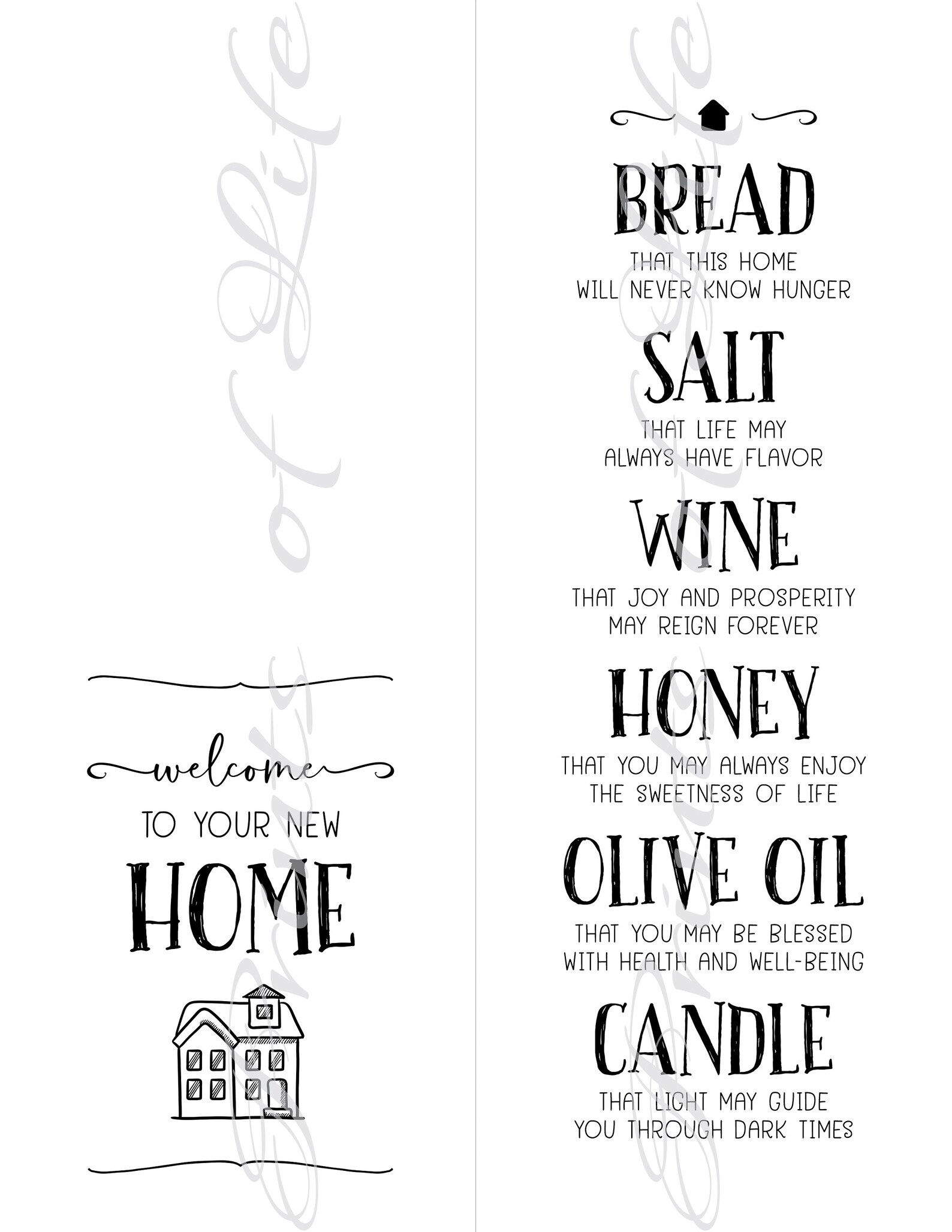 Welcome to Your New Home Card. Instant Download Printable. Bread Salt ...