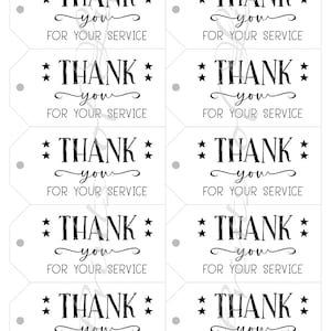 Service Patriotic Gift Tags. Instant Download Printable. Thank You for ...