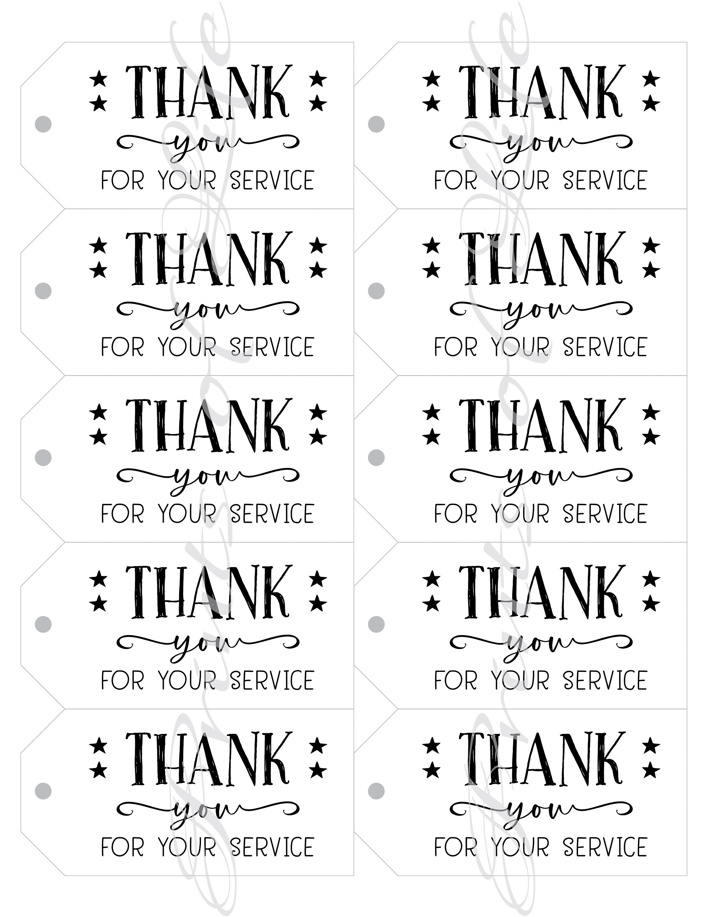Service Patriotic Gift Tags. Instant Download Printable. Thank - Etsy