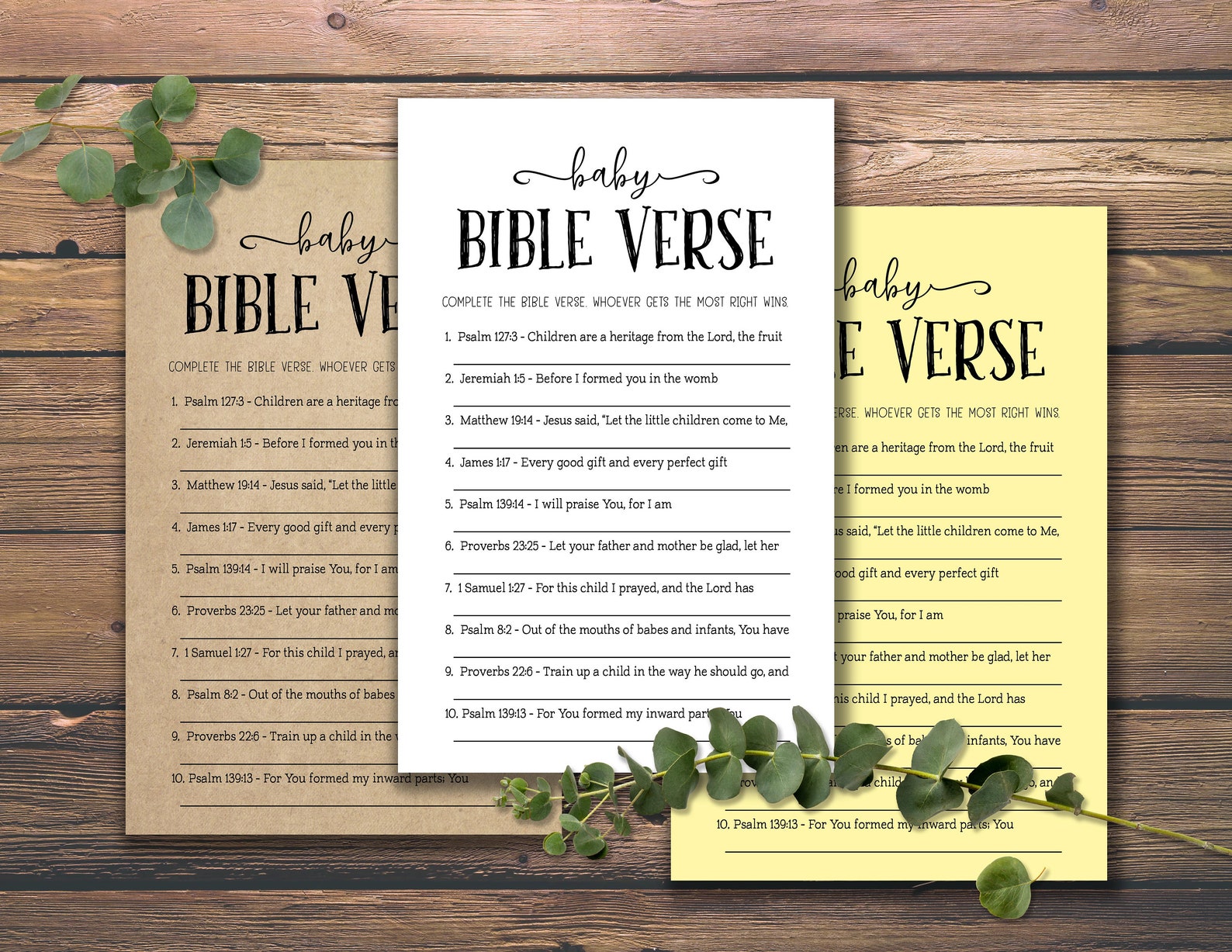 Baby Bible Verse. Baby Shower Game. Instant Download | Etsy