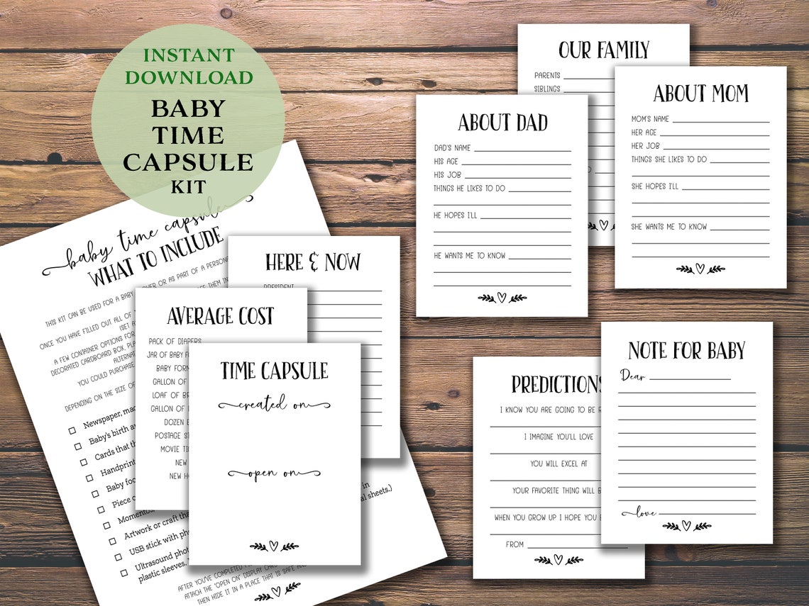 Baby Time Capsule. Instant Download Printable. Baby Shower Gift Idea ...