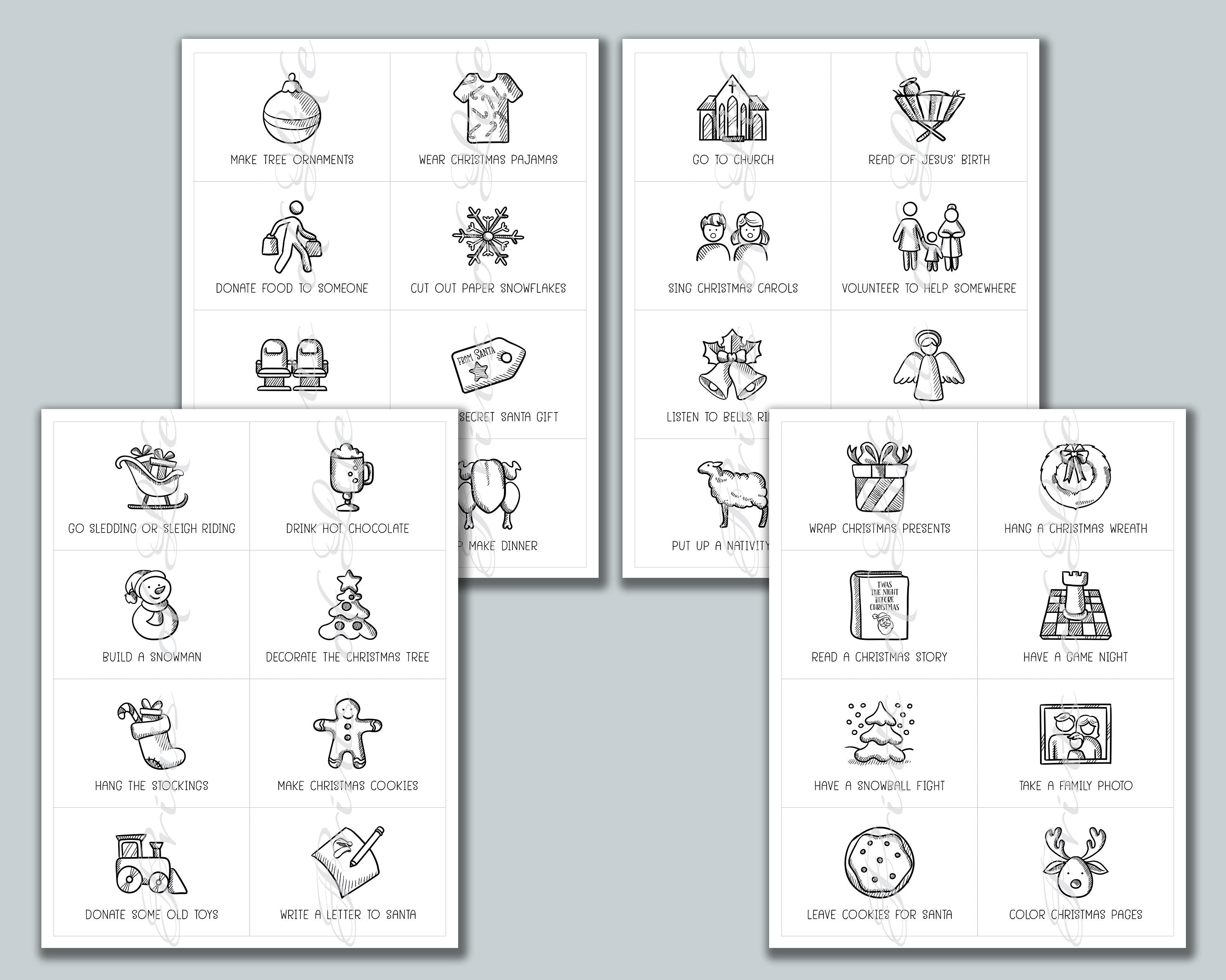 Christmas Activity Cards. Instant Download Printable. Kids - Etsy