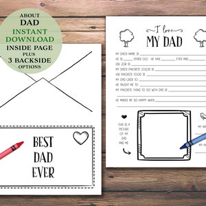 All About My Dad. Father's Day Activity. Instant Download Printable ...