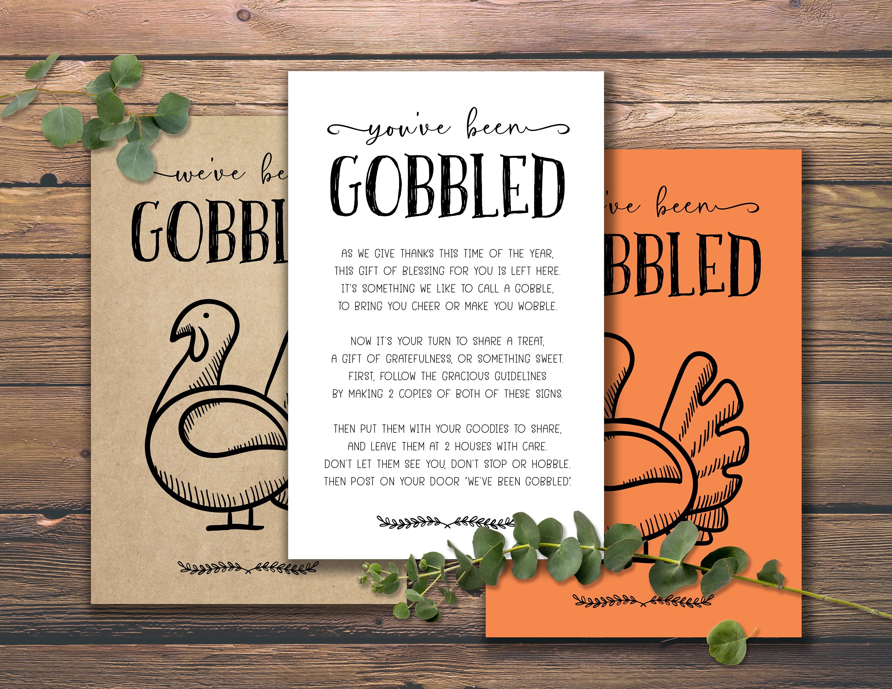 You've Been Gobbled. Instant Download Printable. Thanksgiving Game. We ...