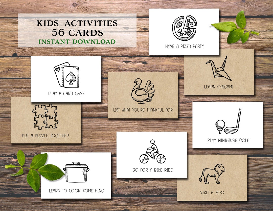 Kids Activity Cards. Instant Download Printable. Children's Activities ...