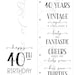 40th Birthday Card & Gift Tags. Instant Download Printable. Big 40 ...