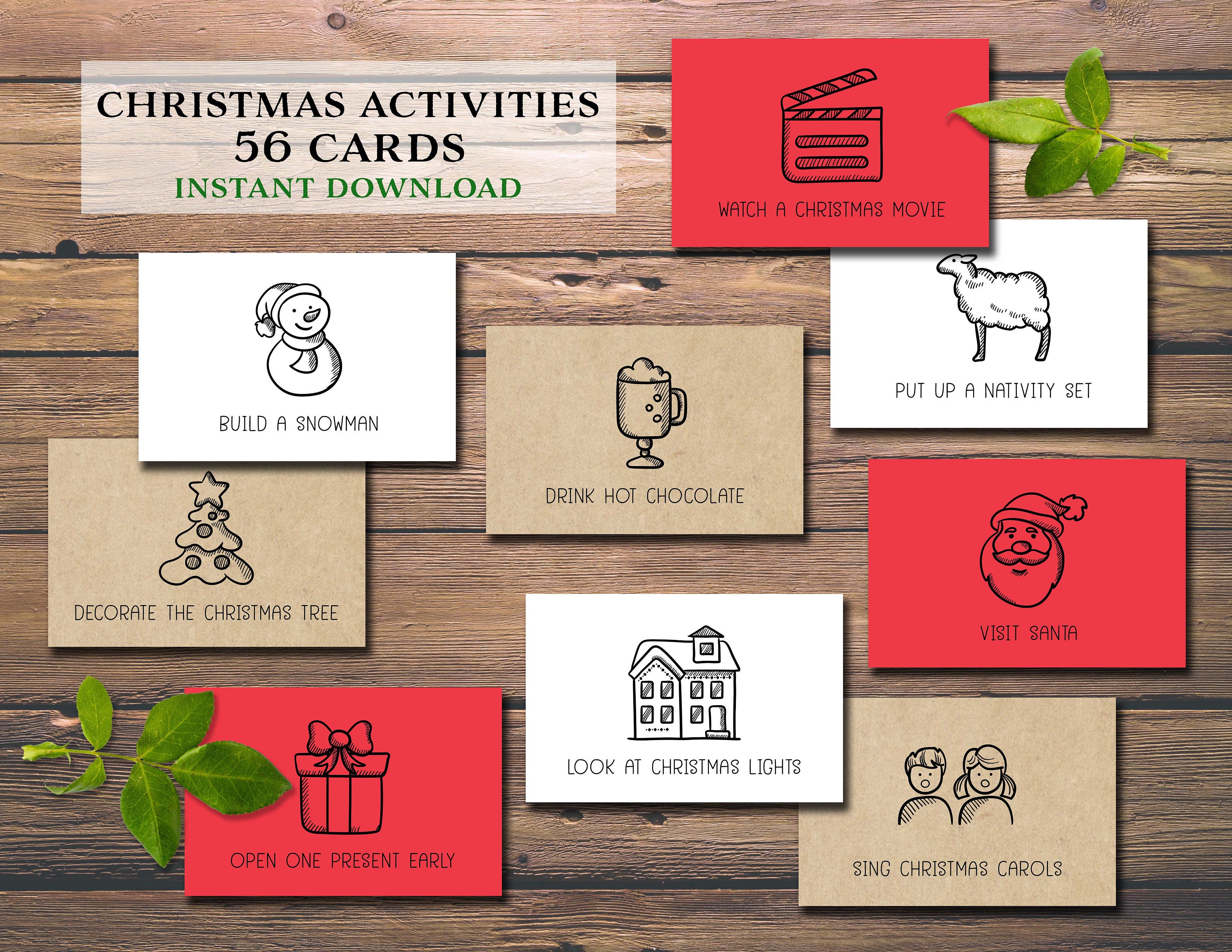 Christmas Activity Cards. Instant Download Printable. Kids - Etsy