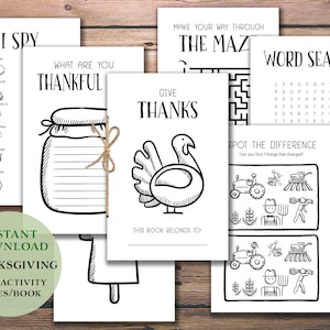 Kid's Thanksgiving Activity Book. Instant Download Printable. Children ...