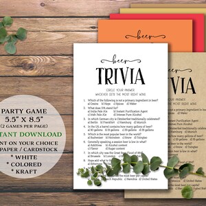 Beer Trivia. Party Game. Instant Download Printable. Beer Tasting ...