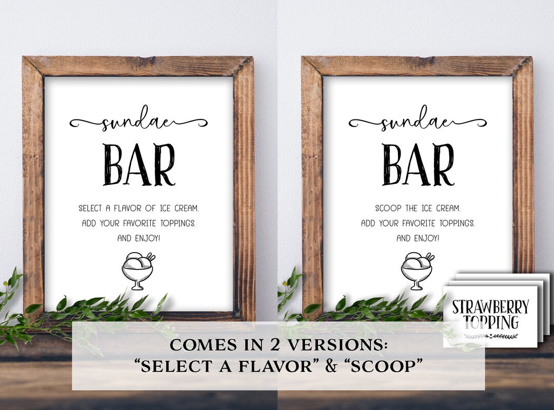 Sundae Bar Sign. Instant Download Printable. Ice Cream Social Table ...