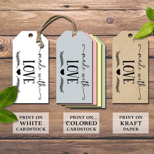 Made With Love Gift Tags. Instant Download Printable. Rustic Labels ...