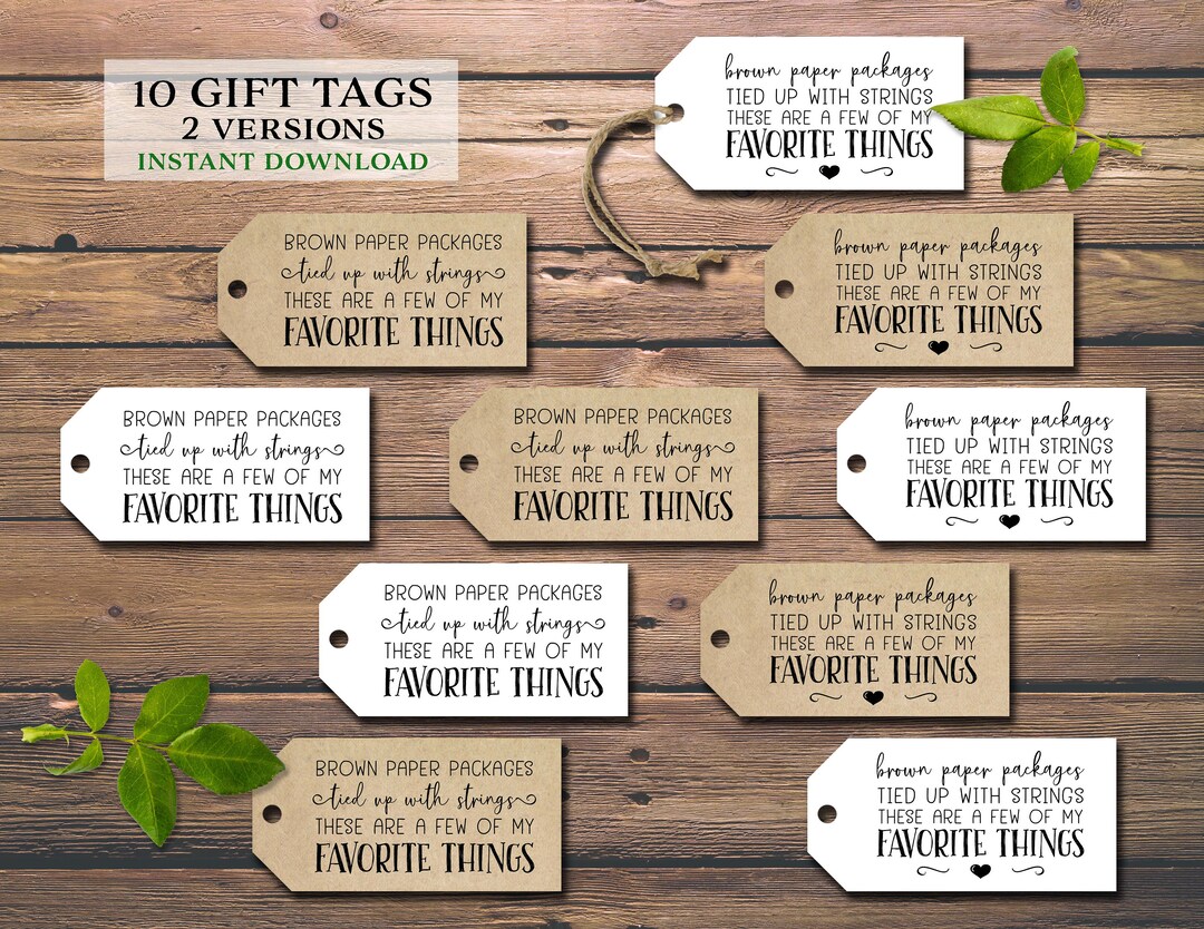 Favorite Things Gift Tags. Instant Download Printable. Labels for ...