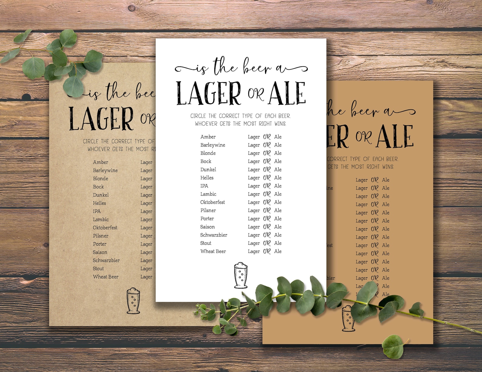 Beer Games Bundle. Instant Download Printable. Baby or Bridal - Etsy