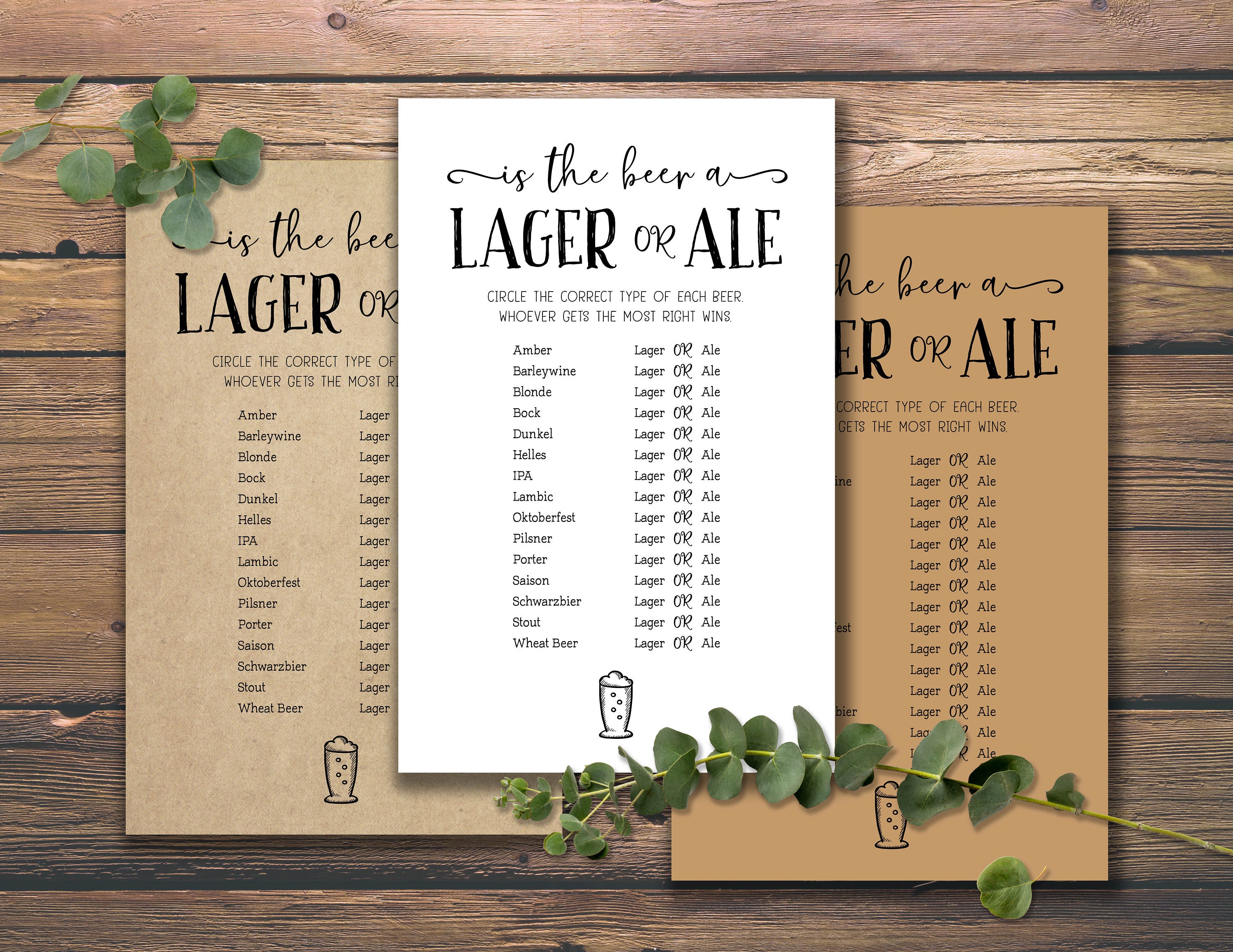 Beer Games Bundle. Instant Download Printable. Baby or Bridal - Etsy