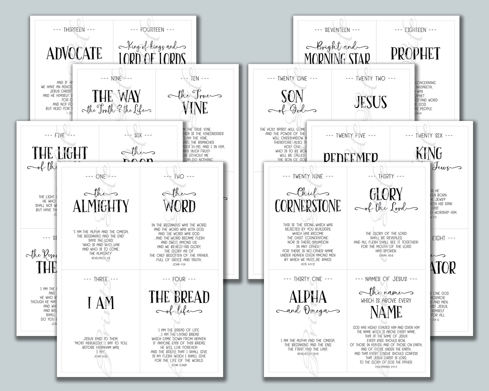 Names of Jesus Scripture Cards. Instant Download Printable. - Etsy