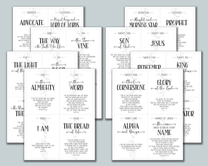 Names of Jesus Scripture Cards. Instant Download Printable. Bible Verse ...