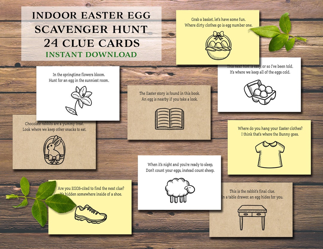 Indoor Easter Egg Hunt. Instant Download Printable. Scavenger Hunt ...
