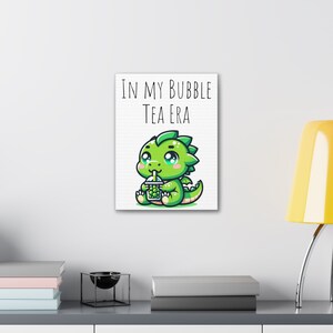 Green Dragon Bubble Tea Era Kawaii Style Wall Art, Boba Drink Stretched ...