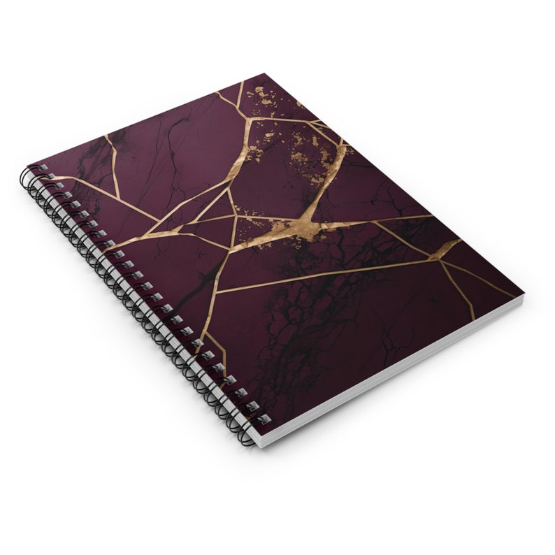 Kintsugi Purple Gold Spiral Notebook, Japanese Pottery Style Cover ...