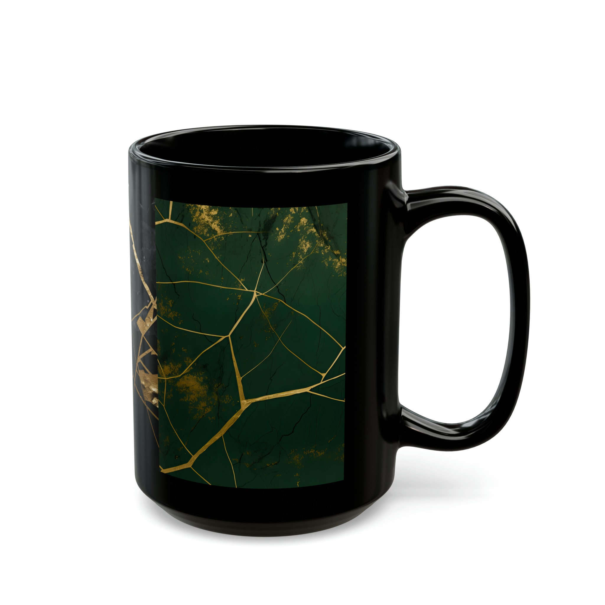 Kintsugi Tri-color Purple Black Green Japanese Pottery Style Black Mug ...