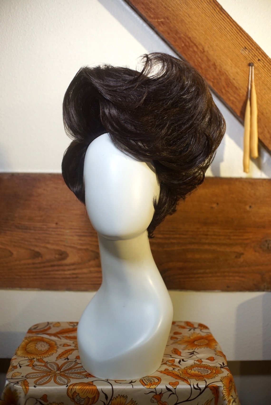 Retro Wig Hairstyle 1960's Vintage Short Brunette Side Swoop Bang - Etsy