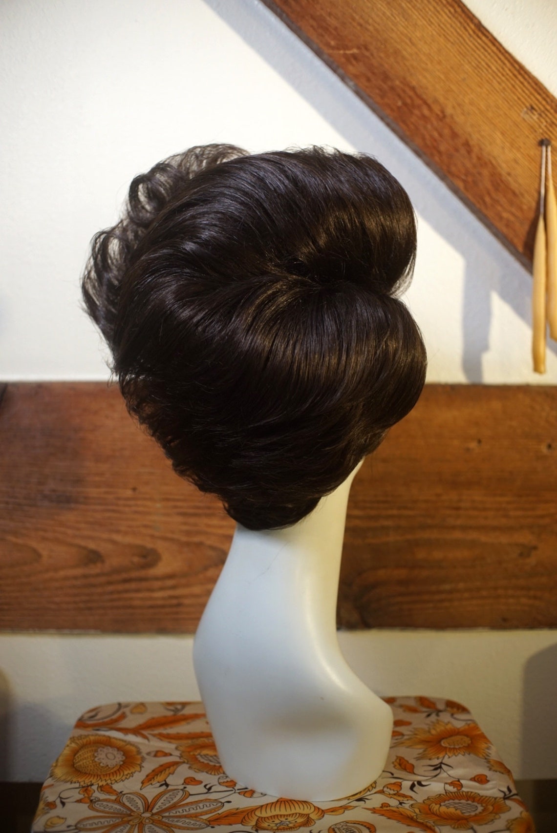 Retro Wig Hairstyle 1960's Vintage Short Brunette Side Swoop Bang - Etsy