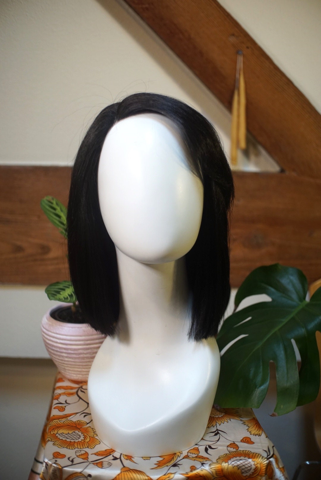 Sleek Long Bob With Bangs Synthetic Lace Front Wig - Etsy
