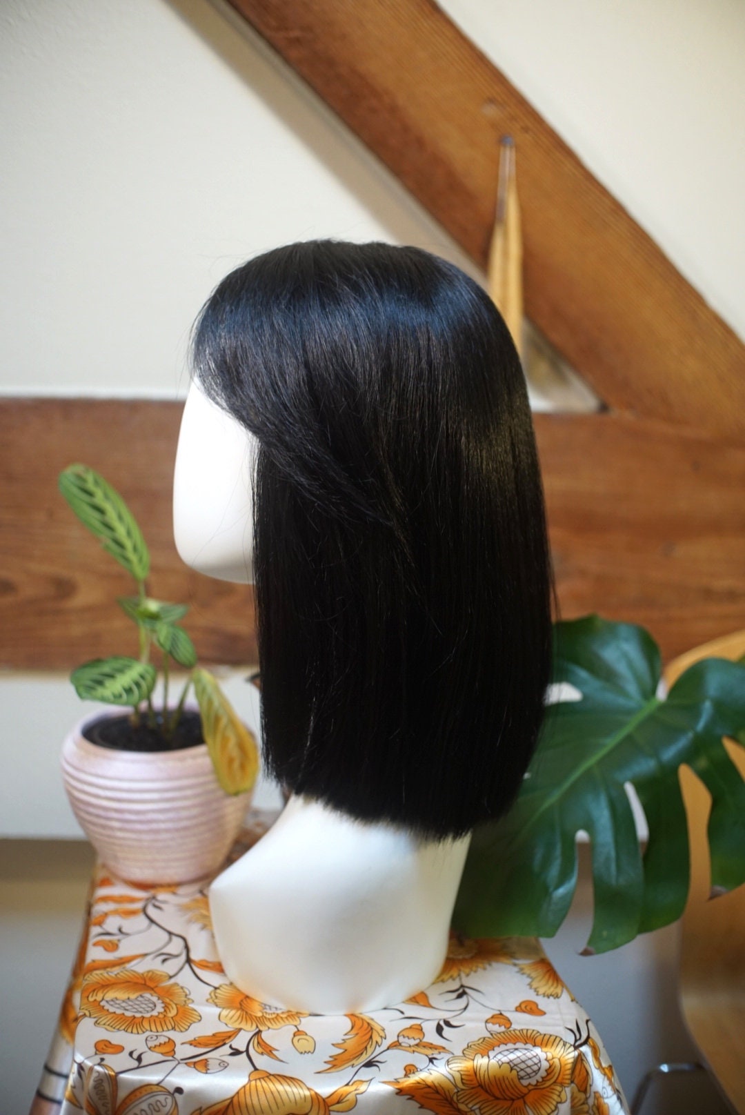 Sleek Long Bob With Bangs Synthetic Lace Front Wig - Etsy