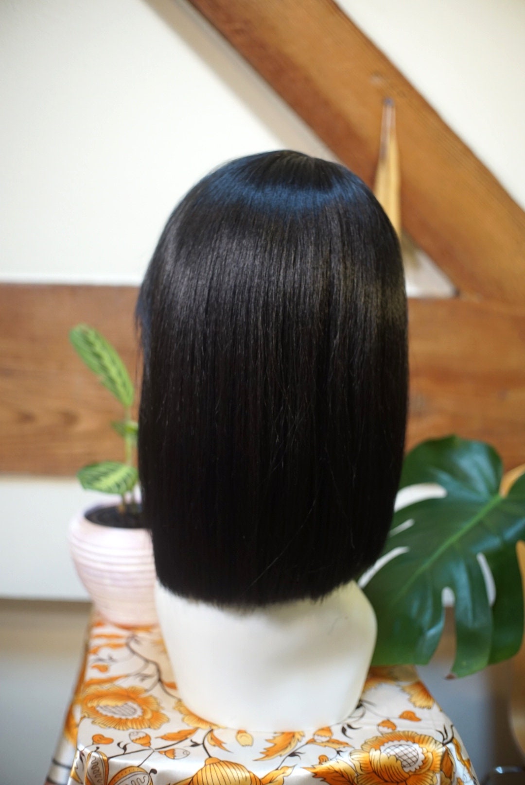 Sleek Long Bob With Bangs Synthetic Lace Front Wig - Etsy