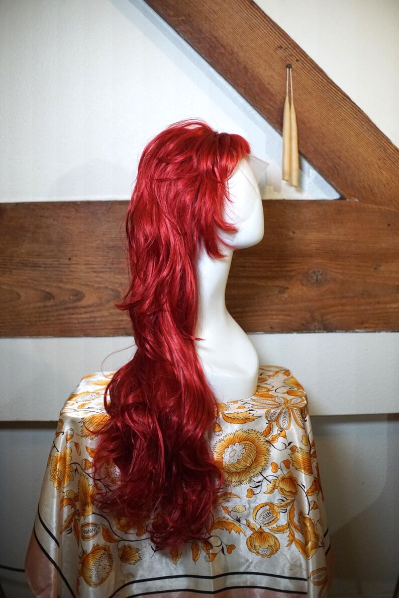 Long Fairy Cut Cherry Red Lace Front Wig - Etsy