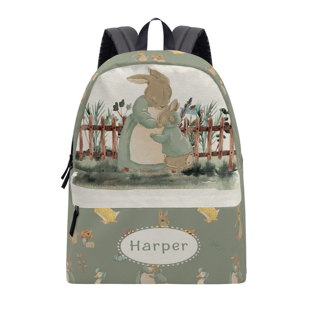 Personalized Peter Rabbit Cotton Backpack, Custom School Bag, Kids ...