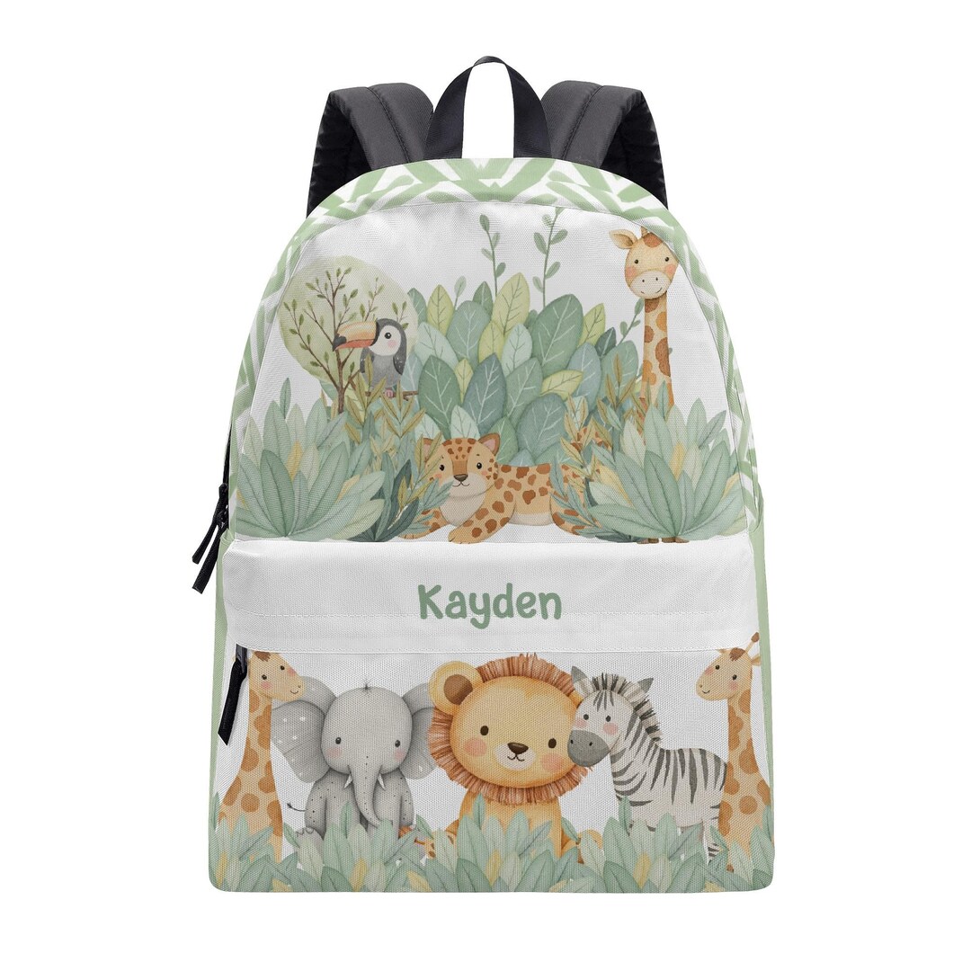 Custom Safari Animals Cotton Backpack: Personalized Kids Travel Bag - Etsy