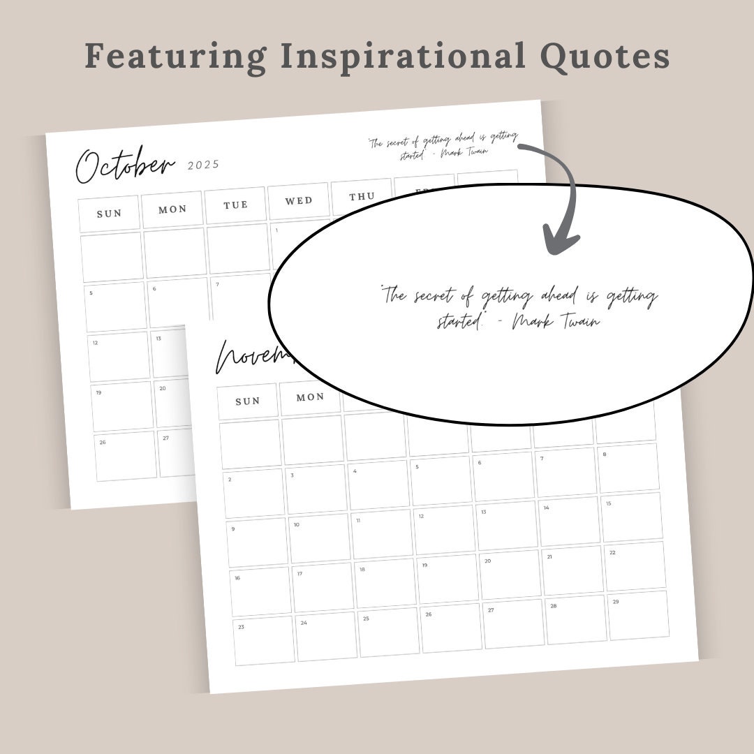2025 Monthly Calendar Business Planner Elegant Motivational Calendar ...