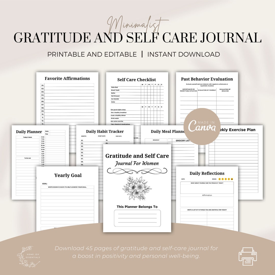 Self-care Planner Printable Self-love Journal Mental Health Worksheet ...