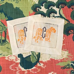 Monogrammed Tiger Cocktail Napkins - Etsy