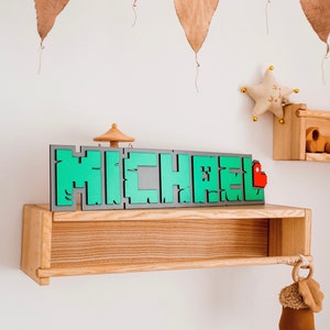Personalized Wooden Letters in Minecraft Style, Wall Name Sign ...