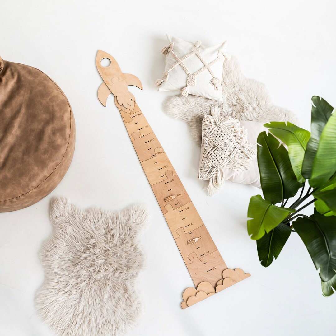 Personalized Rocket Growth Ruler Boho Nursery Decor Wooden Gift for ...