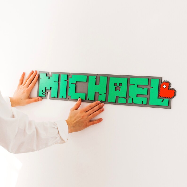 Personalized Wooden Letters in Minecraft Style, Wall Name Sign ...