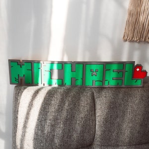 Personalized Wooden Letters in Minecraft Style, Wall Name Sign ...