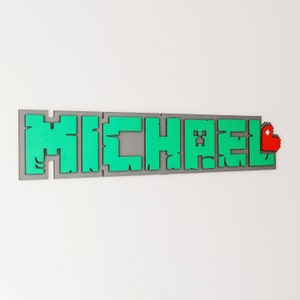 Personalized Wooden Letters in Minecraft Style, Wall Name Sign ...
